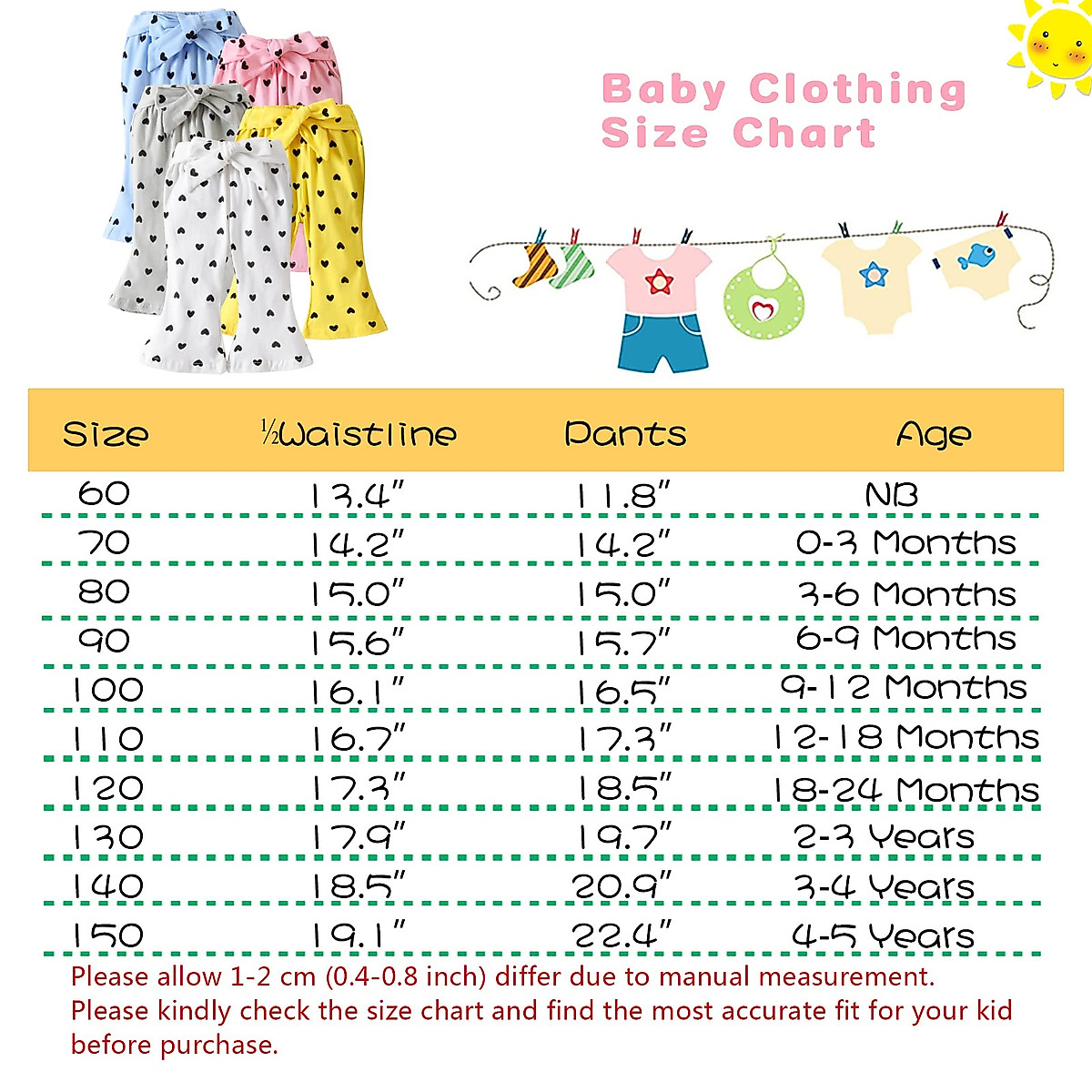 U·nikaka Toddler Baby Pants Leggings for Girl 5-Pack with Belt Heart Print Cotton in Grey White Blue Orange and Pink 18 Months