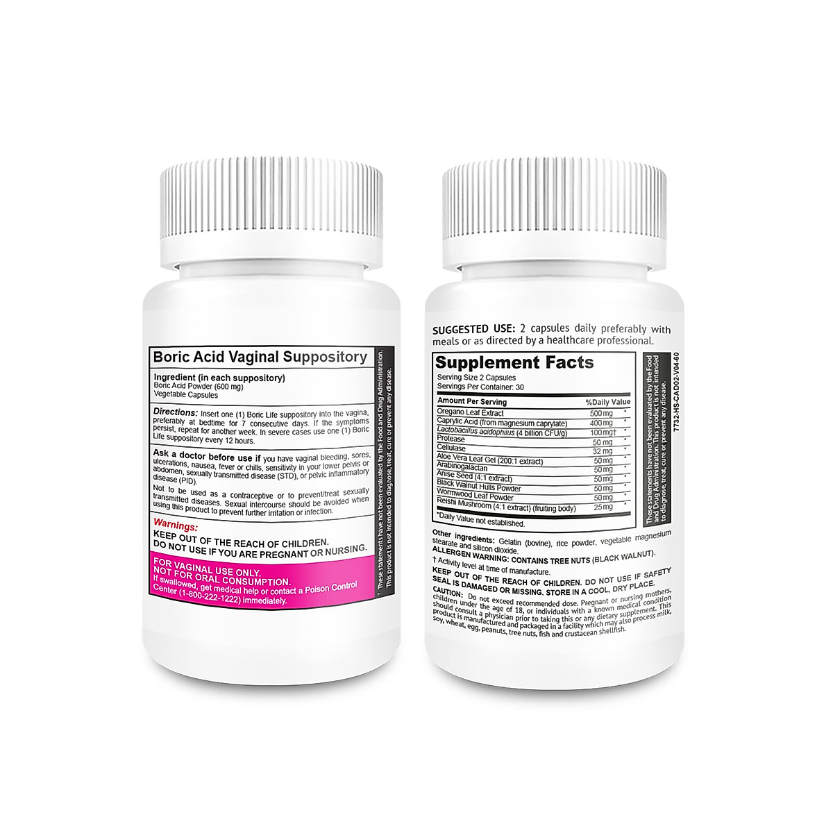 NutraBlast Boric Acid Vaginal Suppositories 600mg (30 Count) w/Feminine Balance Complex (60 Capsules) | Vaginal Detox & Cleanse | Supports Healthy Intestinal Flora & Immune System