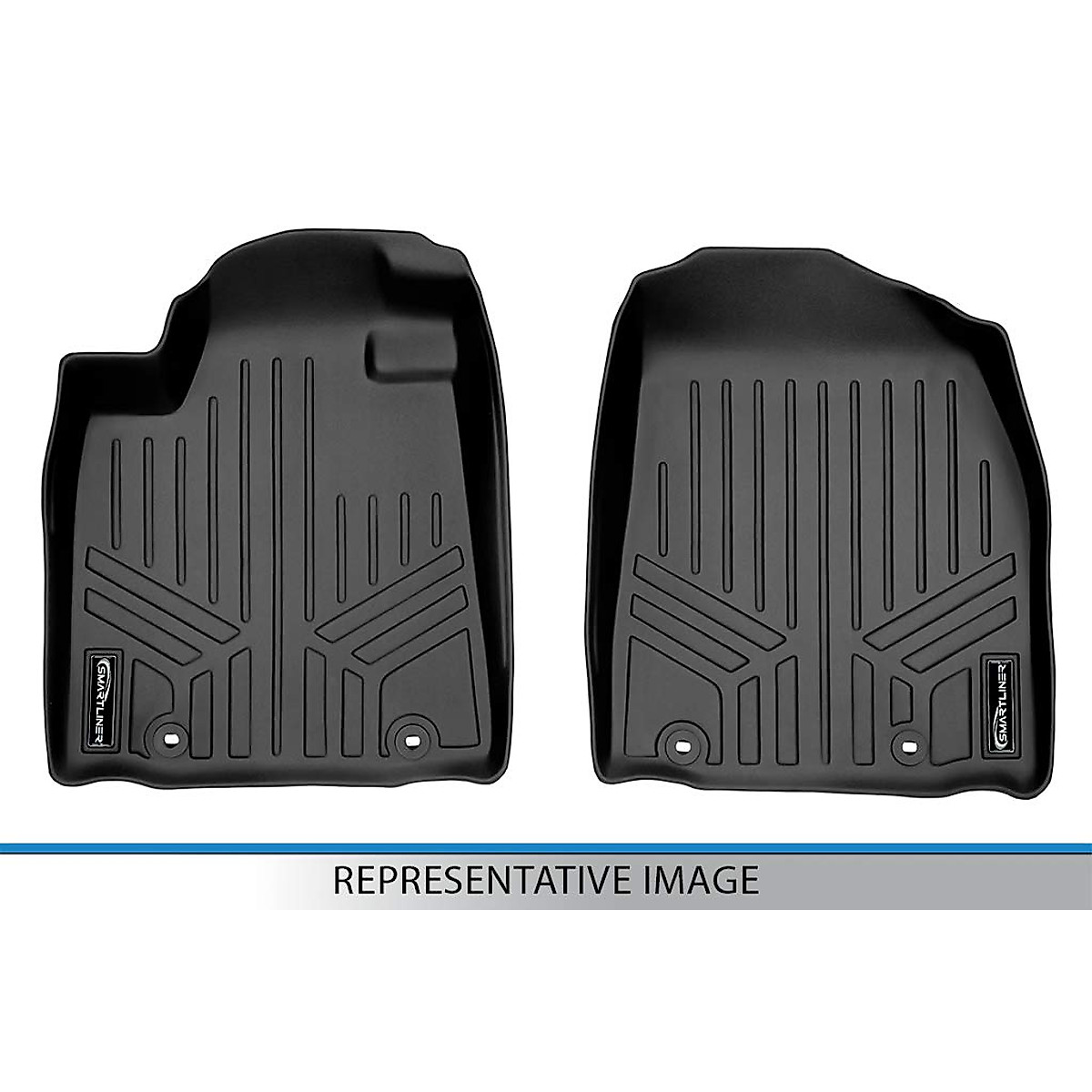 SMARTLINER Custom Fit Floor Mats 1st Row Liner Set Black Compatible with 2015-2022 Compatible with Ford F-150 SuperCab or SuperCrew Cab