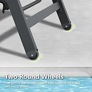 Olaterior Outdoor Chaise Lounge Set, Aluminum Patio Lounge Chair with Wheels, Textilene Lounge Chair for Outside, 5 Positions Adjustable Recliner, Sunbathing Lounger for Porch, Lawn, Pool, Khaki