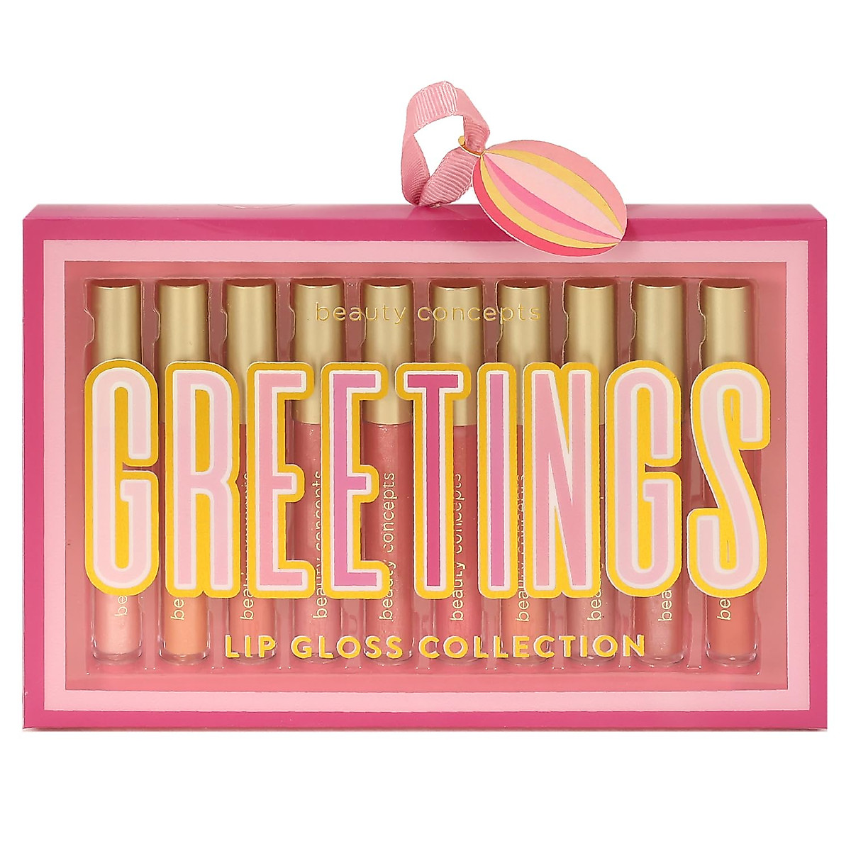 Beauty Concepts Lip Gloss Collection- 10 Piece Lip Gloss Set in Pink Colors - Comes in Box