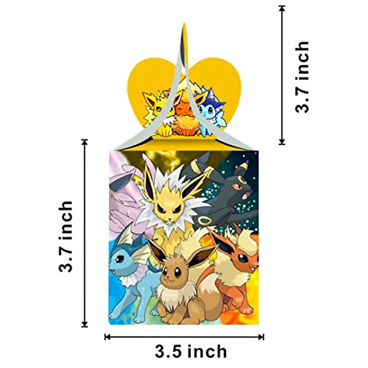 12pcs Eevee Evolutions Party Gift Boxes Goodie Boxes for Cartoon Theme Birthday Party Supplies, Decorations Boxes Candy Boxes