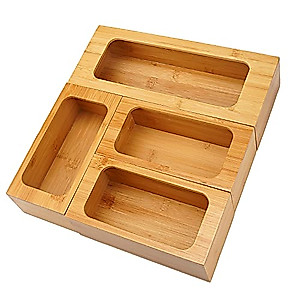 Bamboo Storage Bag Bamboo Kitchen Organizer Pack of 4 Organizers for Drawer Suitable for Gallon Quart Sandwich Snack Slider Bags Compatible with Ziploc Solimo Glad Hefty