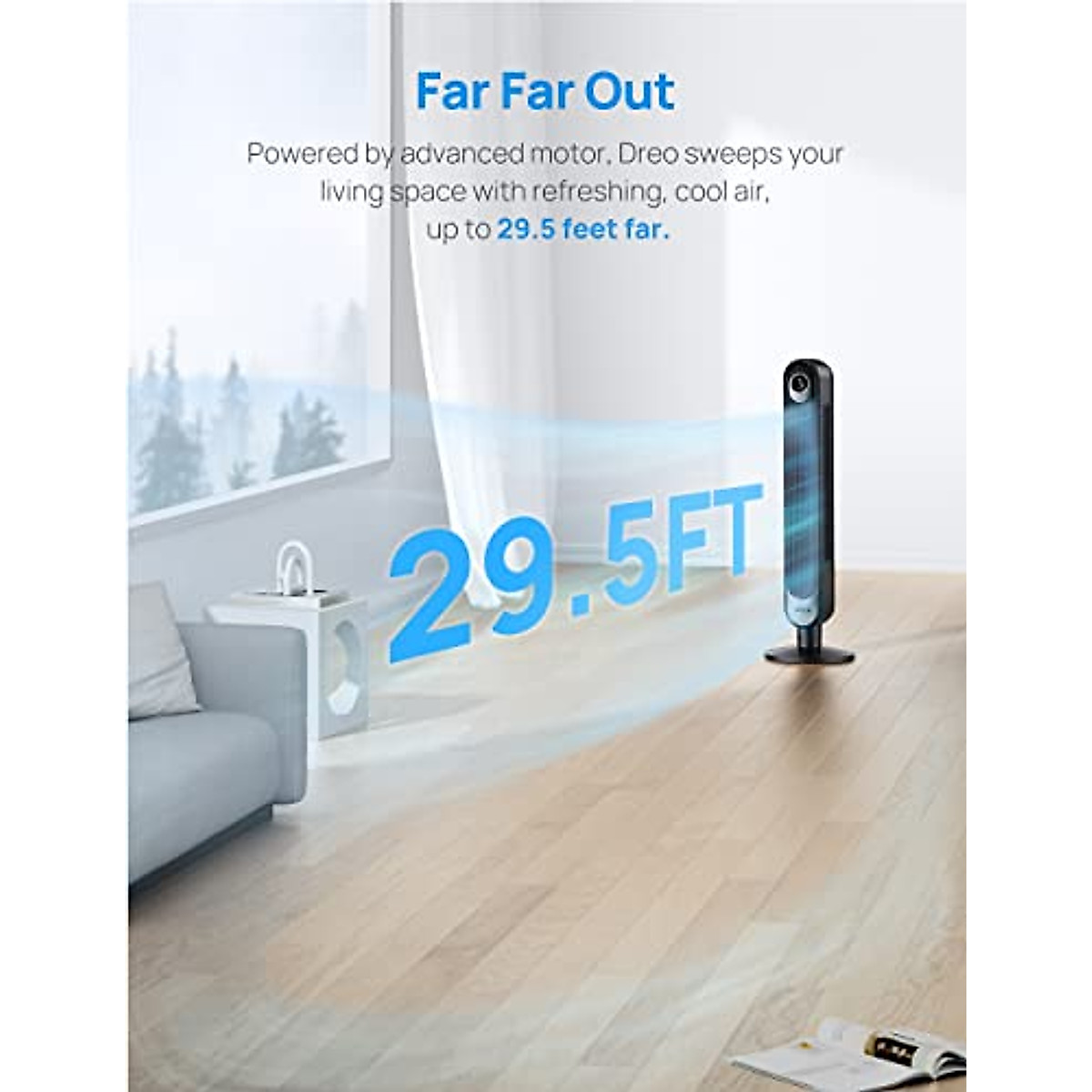 Dreo Cruiser Pro T1 Tower Fan, 42 Inch Quiet Oscillating Bladeless Fan with Remote, 3 Modes & 24 Space Heater, 10ft/s Fast Quiet Heating Portable Electric Heater with Remote, 3 Modes, Black