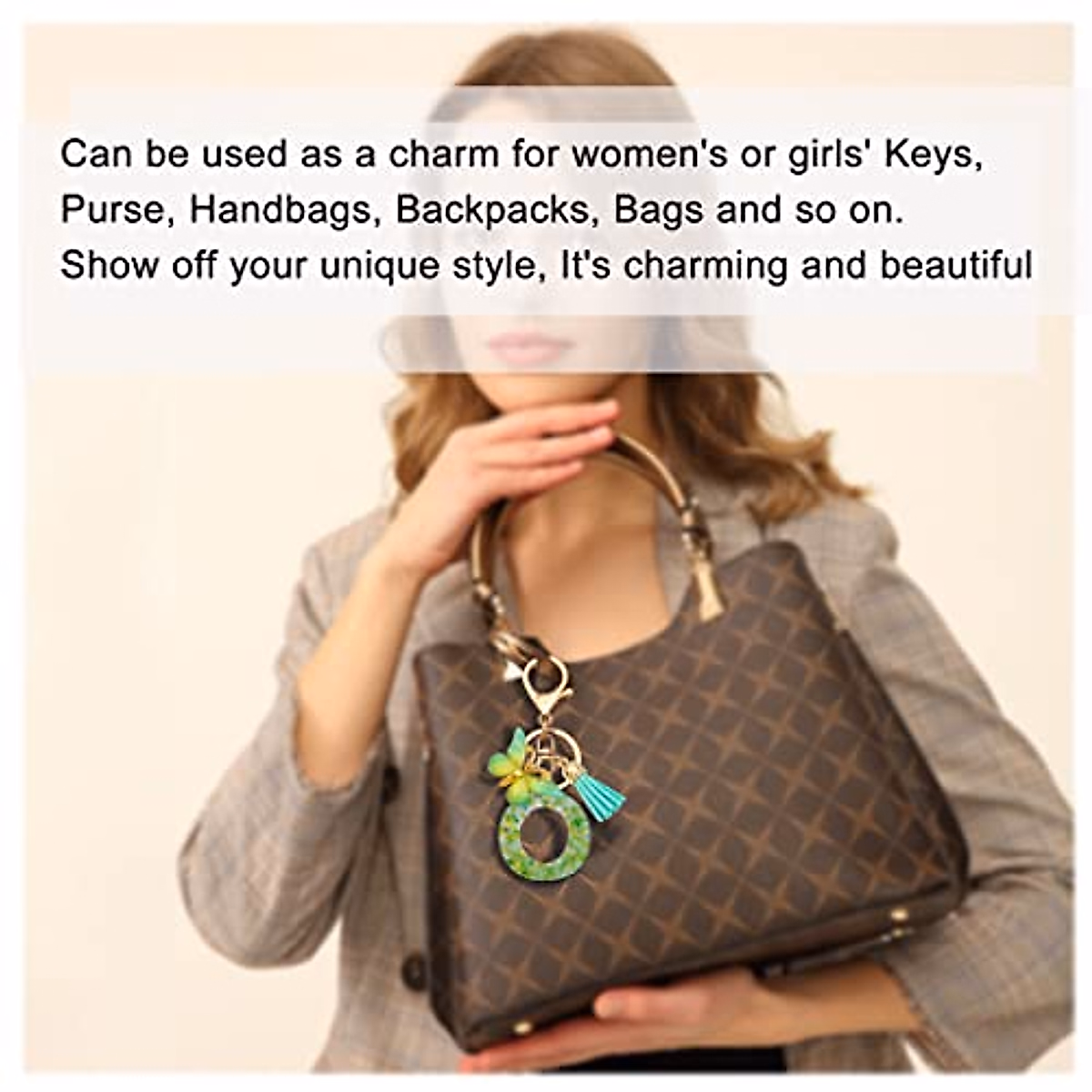 TTYY Initial Letter Keychain for Women Gift for Young Teenage Girl Gifts for Christmas to Mom Daughter green tassel (green star LetterF)