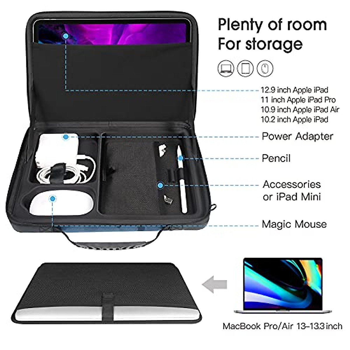 Smatree Hard Laptop Should Bag Compatible for 14inch MacBook Pro 2021,13-13.3inch MacBook Air/Pro 2020/12.9inch iPad Pro with Keyboard, MacBook Pro 13 inch Carrying Case,Blue