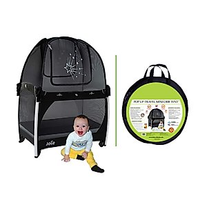 Aussie Cot Net Crib Tent Fits a Pack n Play - Portable Travel Tent to Keep Baby from Climbing Out - Black Crib Netting Helps Settle Baby to Sleep Better and Longer