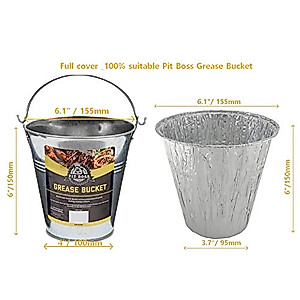 (18-Pack) 6" High Professional Liners Compatible with Pit Boss Wood Pellet Grills 67292 Foil Tray, Oklahoma Joe's 9518545P06 Grease Bucket Liner Rec Tec Bigger Grease Bucket & Smoker Liners