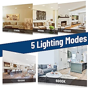 POWERASIA 12 Pack 6 Inch Ultra-Thin LED Recessed Ceiling Light with Junction Box, 5CCT Dimmable 2700K/3000K/4000K/5000K/6000K,15W 1200lm Can Killer Downlight-ETL and Energy Star Certified