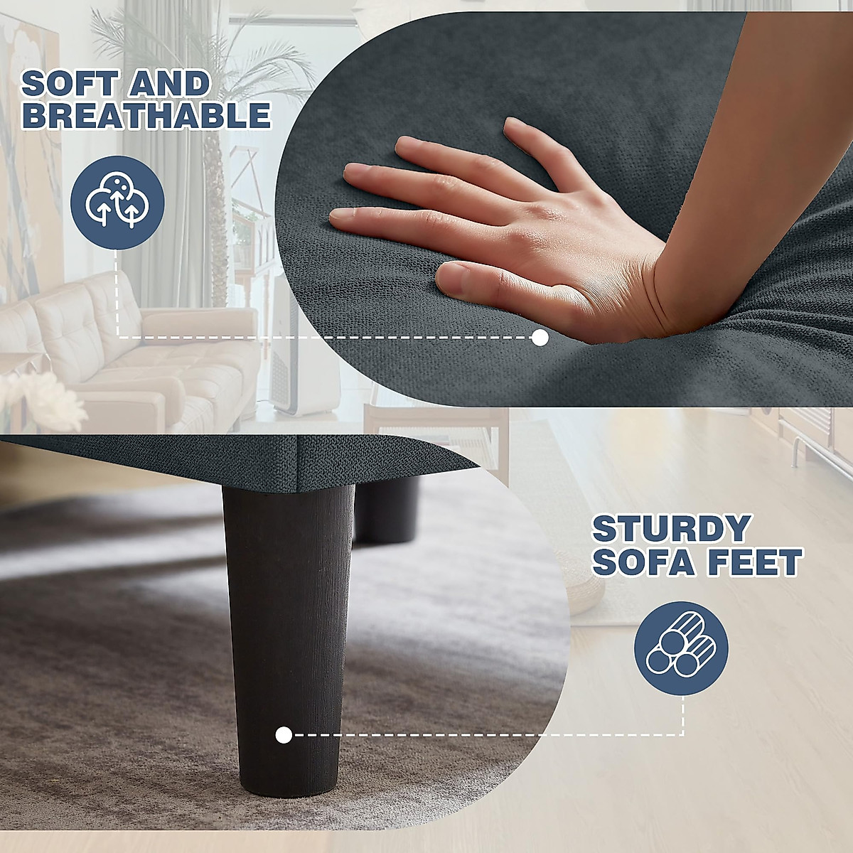 79" Convertible Sectional Sofa, L Shaped Couch with Movable Storage Ottoman 3 Seater Sofa Polyster Fibre for Apartment Small Spaces, Dark Grey