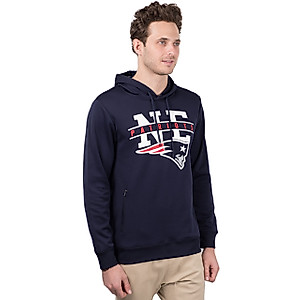 Ultra Game NFL New England Patriots Mens Fleece Hoodie Pullover Sweatshirt Zipper Pocket, Charcoal Heather, Large