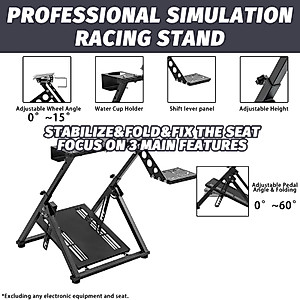 Hottoby Racing Simulator Cockpit Frame Adjustable Thick Circular Tube Fit for Logitech/Thrustmaster G29,G920,G923, T300RS race car seat Flexible Use of Legs,No Steering Wheel,Pedal,Shifter,Seat