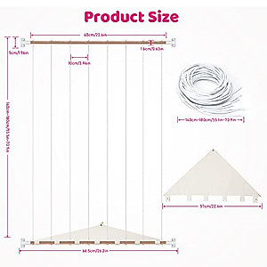 Jtskfcl Stuffed Animal Storage Hammock Hanging Toy Organizer with Canvas Base, Wood Country Style Large Corner Plush Toys Holder for Nursery Play Room Bedroom Kid’s Room White