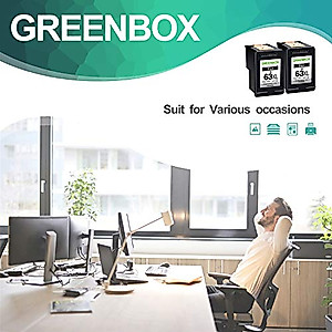 GREENBOX Remanufactured Ink Cartridge 63 Black Replacement for HP 63 63XL for HP OfficeJet 3830 5255 5258 Envy 4520 4512 4513 4516 DeskJet 1112 1110 3630 3632 3634 2130 2132 Printer (2 Black)
