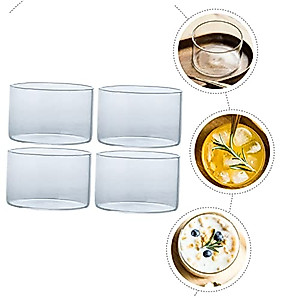 HOMSFOU 4pcs Pudding Baking Mold Ice Cream Bowls Glass Trifle Bowl Glass Clear Container Oven Safe Bowls Ramiken Glass Prep Bowls Glass Kitchen Dessert Cup Ramekins 12 Oz Oven Safe Mini