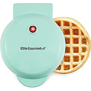 Elite Gourmet EWM013M# Electric Nonstick Mini Waffle Maker, 1-Inch Thick Waffles, Compact Design, Hash Browns, Keto, Snacks, Sandwich, Eggs, Easy to Clean, Mint