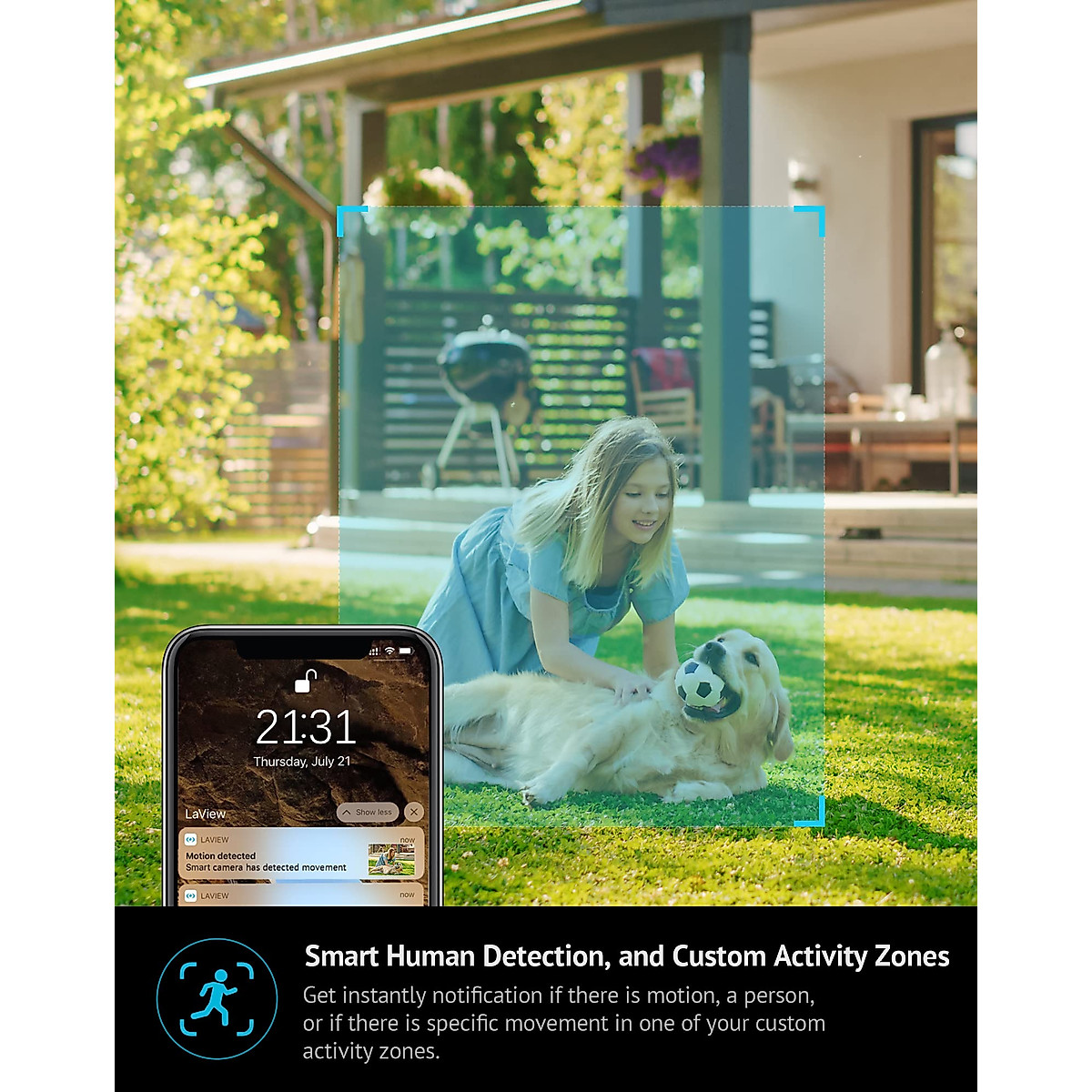 LaView 4MP 2K Security Cameras Outdoor Indoor Wired,IP65, Starlight Sensor & 100 Ft Night Vision,Motion/Person Detection,2-Way Audio/Spotlight,US Cloud,Compatible With Alexa,iOS & Android & Web Access