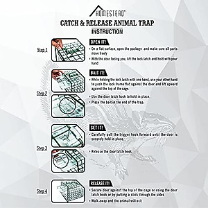 HOMESTEAD Heavy Duty Live Trap - Professional Style One-Door Live Animal Traps for Rabbit, Squirrel, Possum, Skunk, Kitten, Mink