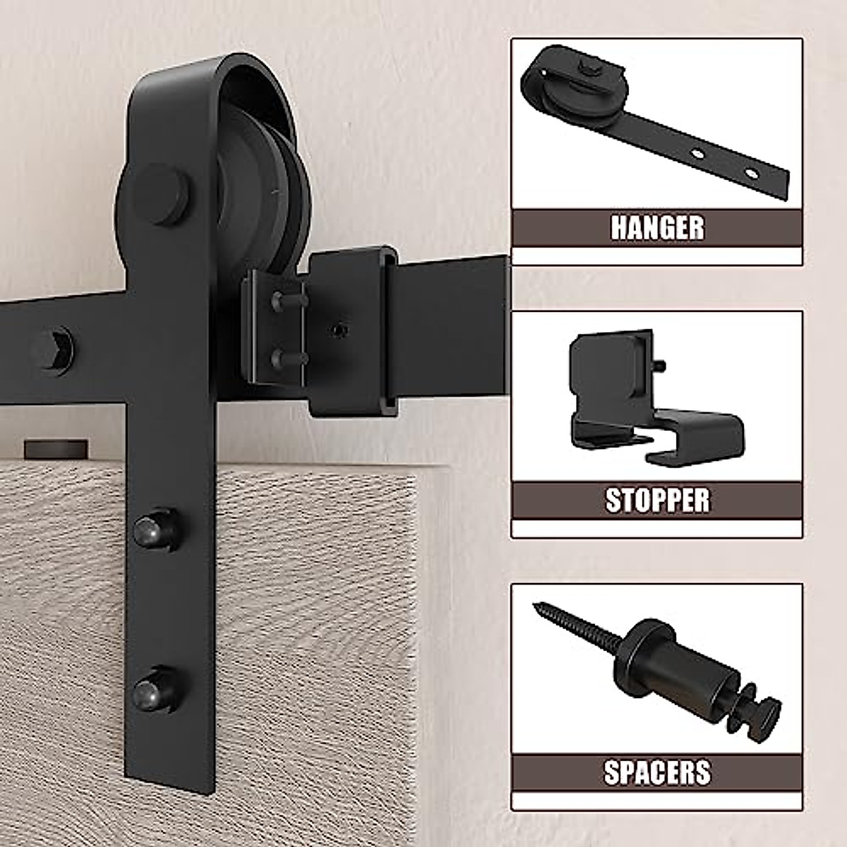 Dondelight 10FT Sliding Barn Door Hardware Track Kit for Double Door, Heavy Duty Modular Sliding Door Track Hardware Set for Interior & Exterior Door