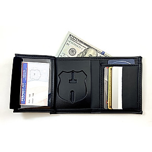 Perfect Fit Shield Wallets NYPD Patrol Officer New York City Police Department Patrolman Hidden Badge Wallet Leather Black (Cutout PF-145)