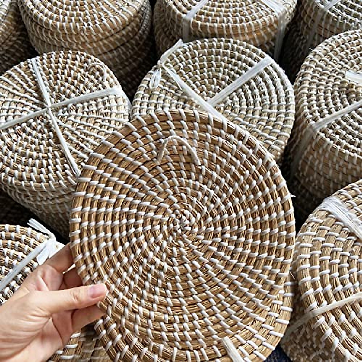 Decocoon Boho Wall Decor Set of 9, Boho Wall Basket Decor, African Wall Baskets, Woven Basket Wall Decor Set, Canastas Para Decoracion (Rustic Garden Wall Decor)