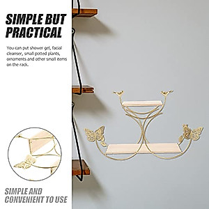 DOITOOL Wall Mounted Floating Shelves Rustic Storage Shelf Spice Rack Shelf Sundries Organizer with Butterfly Figurine for Bathroom Bedroom Living Room Kitchen Golden