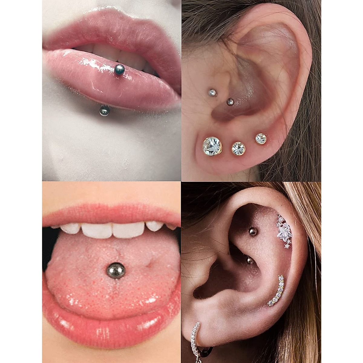 Vsnnsns 16G Replacement Balls 316L Surgical Steel Externally Threaded Piercing Balls for Nipple Tongue Belly Lip Septum Rings Barbell Cartilage Tragus Earrings Piercing Jewelry Balls 16 Gauge 3MM