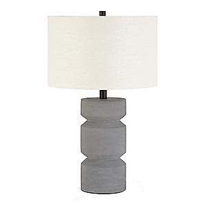 Reyna 23.5" Tall Table Lamp with Fabric Shade in Concrete/White