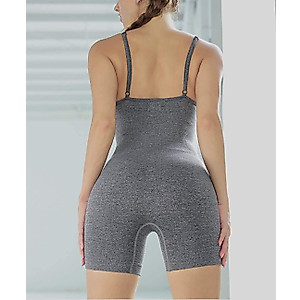 OQQ Women's Yoga Sexy One Piece Spaghetti Strap Tummy Control Padded Sports JumpSuit Bra Romper, Grey, Small