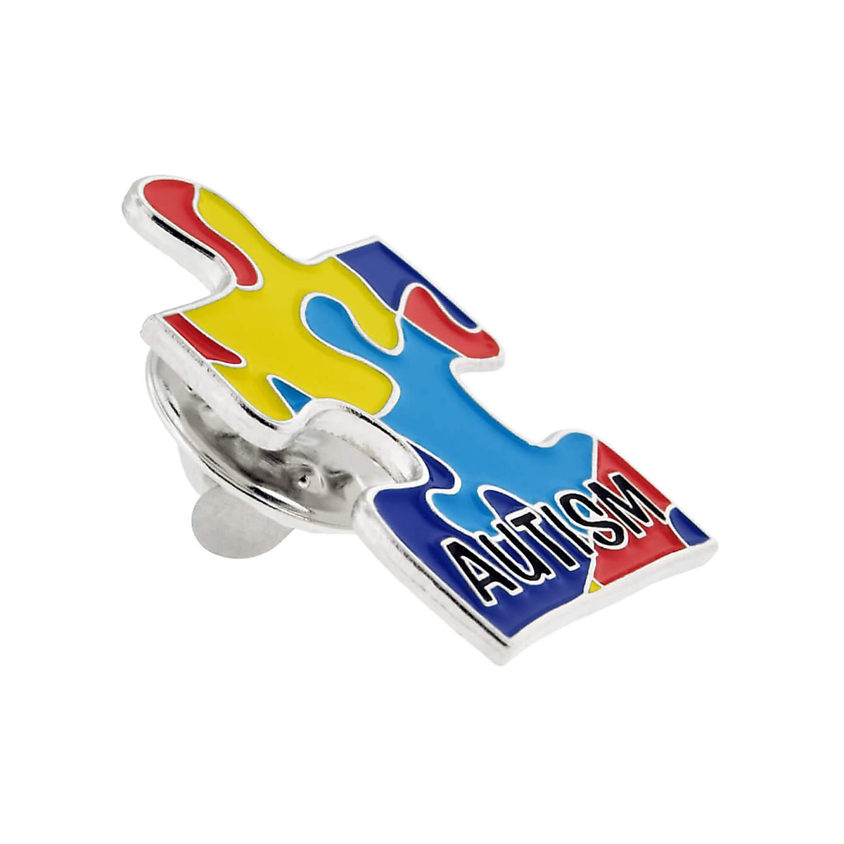PinMart Autism Awareness Puzzle Piece Pin – Nickel Plated Enamel Lapel Pin - Inspiring Symbols of Autism Support - Secure Clutch Back for Hats, Scarves and Backpacks