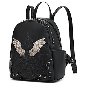 Scarleton Casual Backpack Purse for Women, Punk Skull Backpack, Faux Leather Gothic Shoulder Bag, Rivet Crossbody Bag, H209301A - Black