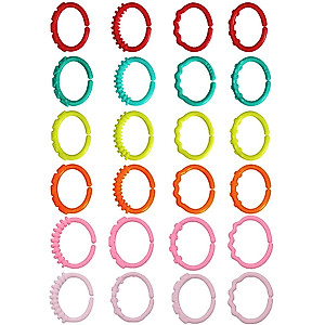 COLVWOFA 24 Pack Baby Rings Link Toys for Hanging Toys, Connecting Rings Toys for Infant Boy Girl, Early Learning Toys Car Seat and Stroller Travel Accessory Set with Storage Box