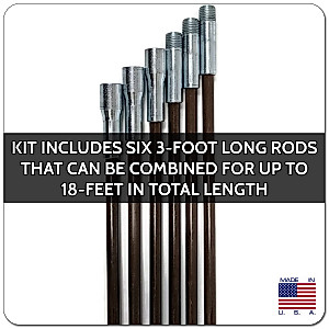 Midwest Hearth 8-Inch Square Wire Chimney Brush and 18-Foot Fiberglass Chimney Rod Bundle Kit