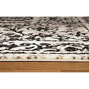 L'Baiet Emilia Black Beige Oriental Floral Pattern Traditional Classic Indoor 8' x 10' Area Rug
