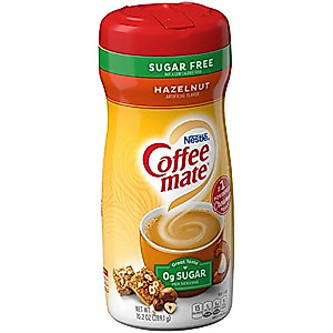 Nestle Coffee Mate Sugar Free Hazelnut Powder Coffee Creamer 10.2 oz. Canister (Pack of 6)