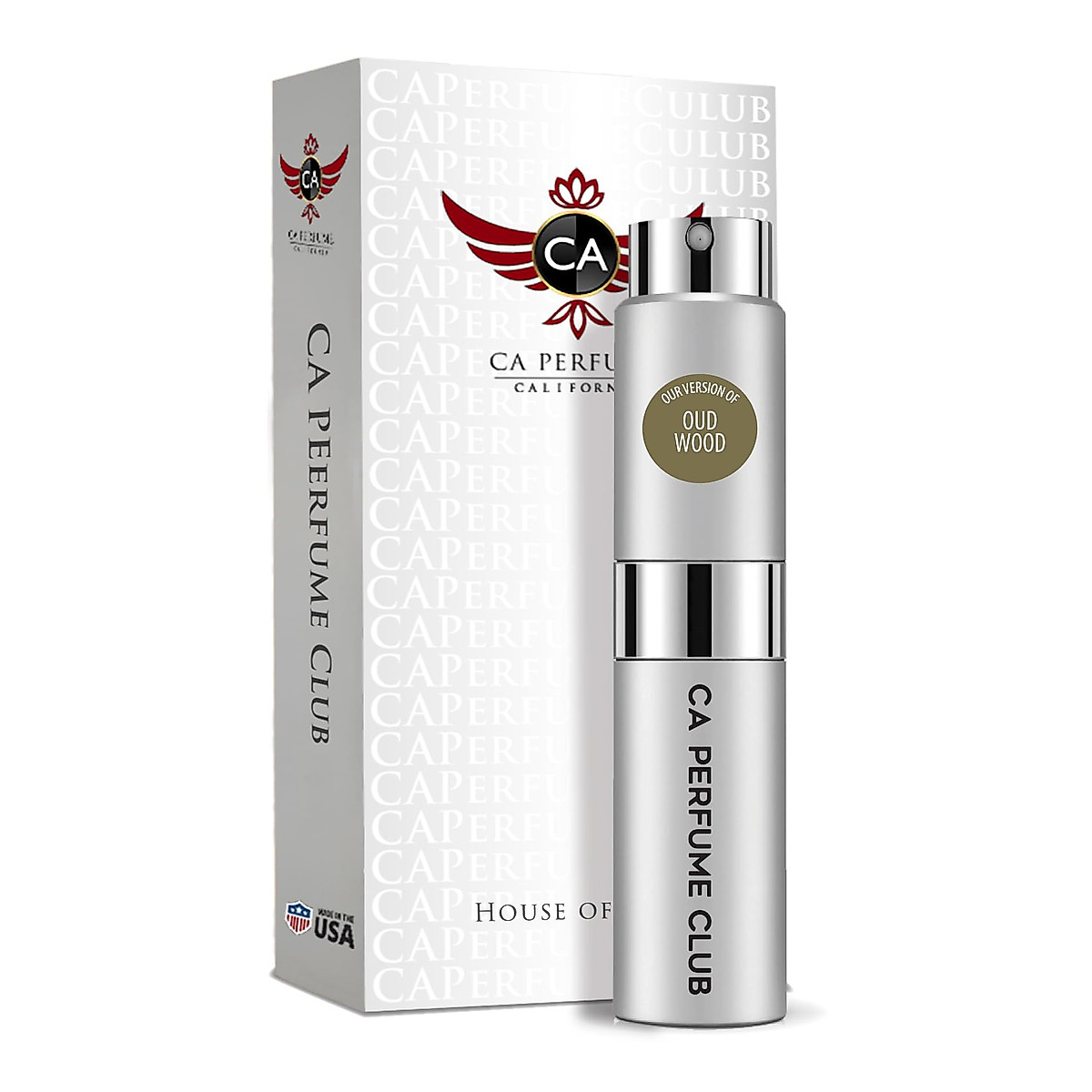 CA Perfume Impression of Oud Wood Cologne For Men Replica Version Fragrance Dupes Eau de Parfum Spray Refillable Atomizer Bottle 0.27 Fl Oz/ 8ml