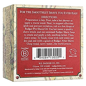Badger - Shaving Soap Puck, Aloe Vera & Coconut Oil with Bergamot Essential Oil, Natural Shave Soap Puck, Mens Shaving Soap Bar, Shaving Cream Puck, 3.15 oz Bar