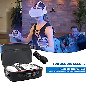 BEJOY Travel Storage Carrying Case for Oculus Quest 2, Oculus Quest All-in-one VR Gaming Headset and Controllers Accessories Travel Protective Bag, Shoulder Strap Storage Bag (Grey)