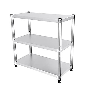 32"×16" Stainless Steel Table, Heavy Duty Stainless Steel Table for Prep, Shelf Organizer Kitchen Storage Shelves Garage Shelves, Commercial Kitchen Work Table for Restaurant, Home and Hotel, Silver