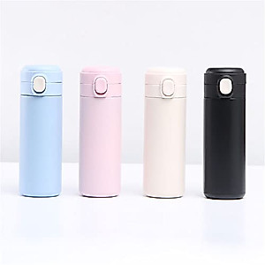 Stainless steel vacuum insulation Cup lovely pea cup student Mini bouncing cup (420ml, Beige)