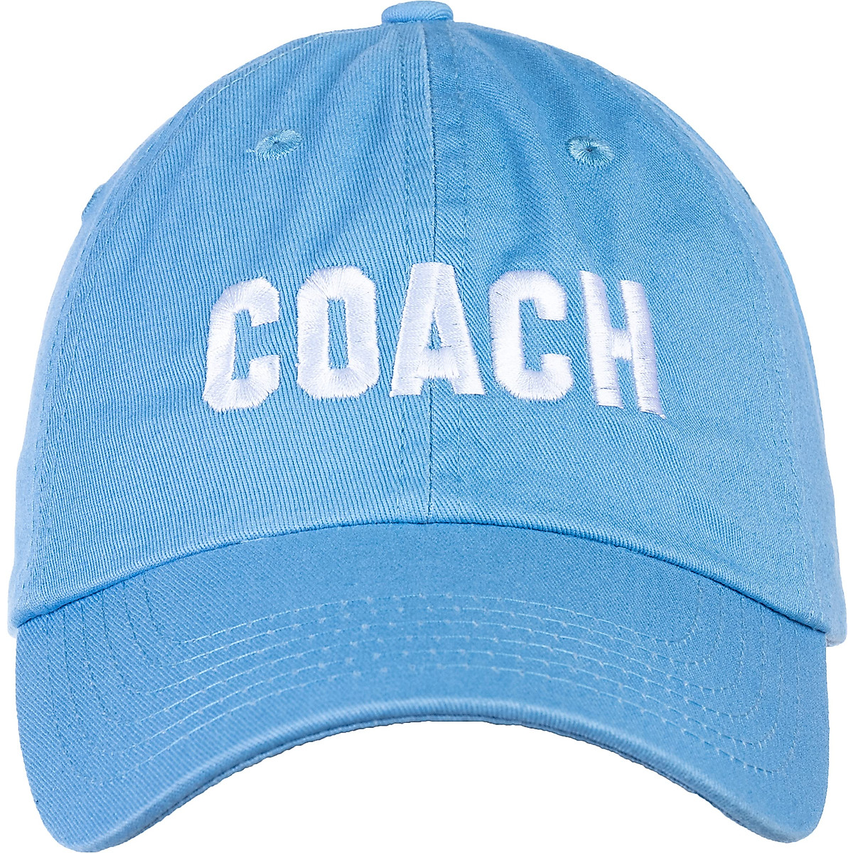 Ann Arbor T-shirt Co. Coach | Carolina Blue Coaching Baseball Hat, Men & Women Team Cap - (SkyBlue, DadHat)