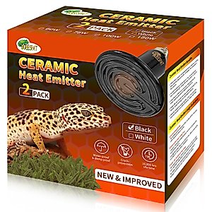 BOEESPAT 150W Ceramic Heat Emitters for All-Day Use, Pack of 2 Reptile Heat Bulbs for Bearded Dragon, Lizard, Iguana, Tortoise Reptile & Amphibians (Black, 150 Watt)