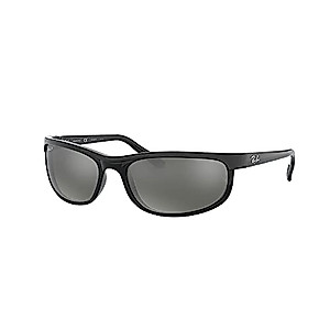 Ray-Ban Men's RB2027 Predator 2 Rectangular Sunglasses, Black/Polarized Dark Grey, 62 mm
