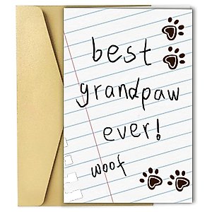 Spercy Cute Father’s Day Card from Dog to Grandpa, Dog Grandpa Birthday Card, Funny Grandpa Birthday Card, Best Grandpaw Ever