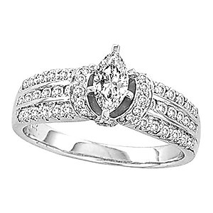 Dazzlingrock Collection 14kt White Gold Womens Marquise Diamond Solitaire Bridal Wedding Engagement Ring 1.00 ctw