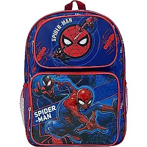 Marvel Superheroes 16" Licensed Cargo School Backpack For Boys (Spiderman Blue-Red)
