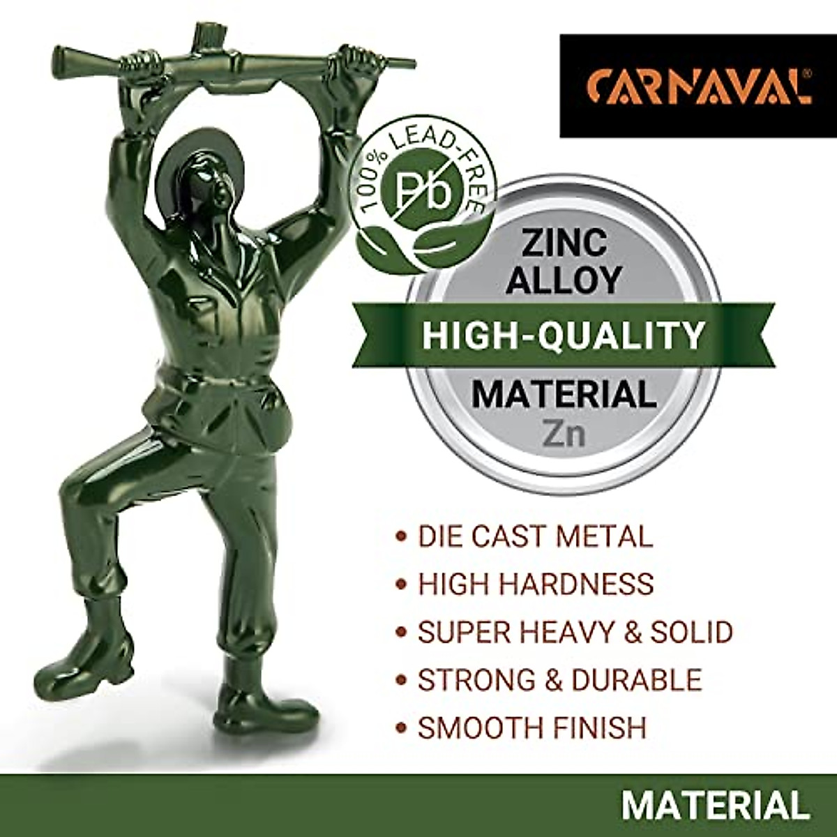 CARNAVAL Green Army Man Bottle Opener - Unique Funny Bottle Opener Bartender Compatible As Coke Bottle Opener - Metal Bottle Opener Man - Mini Soldier Bottle Opener - Creative Cool Bottle Opener