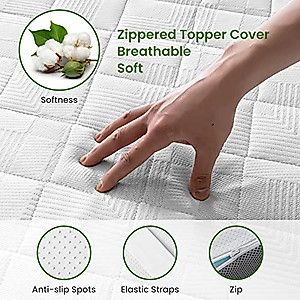 BedStory 4 Inch Memory Foam Cool Gel Mattress Topper Queen Size, Ventilated Fiber-Filled Cover Fitted Topper Soft for Relieving Pressure, Conforming Support