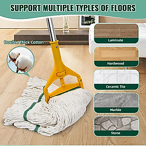 20oz Commercial Cleaning Mop Head Replacements- 3 Pack Heavy Duty Industrial Cotton Looped End String Cleaning Mop Head Refills,Used for Home,Garage,Office and Kitchen,White Mop Refills