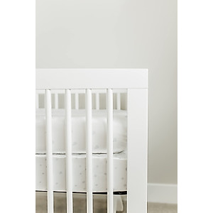 CutieCozy Satin Fitted Crib Sheet (2 Pack) Premium Oeko-TEX Certified Satin Crib Sheet Set, Prevents Bald Spots Like Silk Crib Sheets for Baby Hair (White with Light Gray Hearts & Stars)